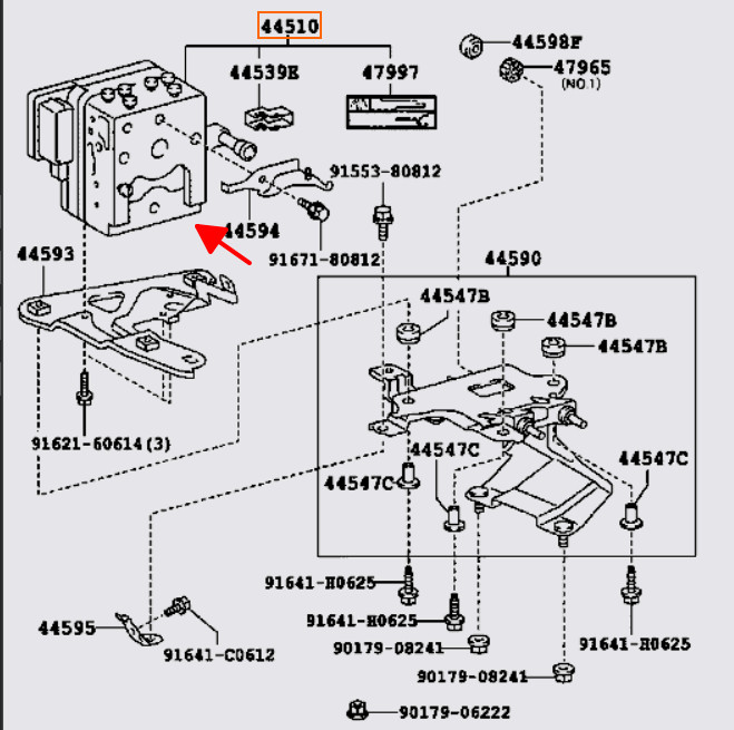 04003-45450, Bộ chấp hành ABS Lexus LS460 LS600H chính hãng, bộ chấp ...
